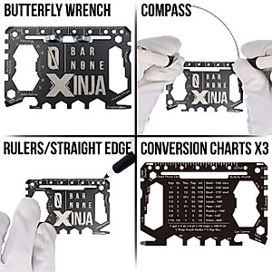 50 in 1 Credit Card Multitool Wallet Multi Tool Money Clip Clips Xtreme Ninja EDC Gerber Leatherman Knives Utility Knife Slim Wallets Minimalist Survival Everyday Carry | BAR NONE Xinja, Black