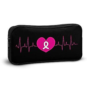Pink Ribbon Breast Cancer Awareness Teen Adult Pencil Case Large Capacity Pen Pencil Bag Durable Storage Pouch