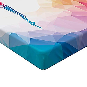 Ambesonne Gymnastics Fitted Sheet, Polygonal Pattern with Colorful Girl Design Acrobatic Composition Active Life, Soft Decorative Fabric Bedding All-Round Elastic Pocket, Twin Size, Rainbow