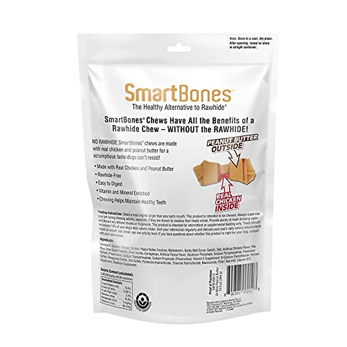 SmartBones Mini Chews With Real Peanut Butter 24 Count, Rawhide-FreeChews For Dogs (Packaging May Vary)