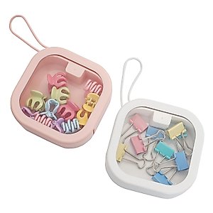 Heliltd 2pcs Hair Tie Organizer Boxes Small Lightweight Portable Hair Tie Holder Organizer Can Be Stackable or Hang for Desktop Bathroom Travel or Small Items Storages (Pink + White)