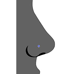Forbidden Body Jewelry 20G Surgical Steel 6mm L-Shaped Nose Piercing Stud with Blue 2.5mm Crystal Top