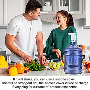 Water Bottle Pump Dispenser 5 Gallon, Manual Straight Plug Button, Automatic Drinking Water Pump, USB Charging with jug Cap, White