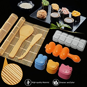 Upgraded 31 Pack Sushi Making Kit for Beginners & Sushi Lovers, Sushi Making Kitchen Accessories Like Bamboo Mats, Chef's Knife, Nigiri/Rice Ball Shaker/Gunkan Sushi Rice Mold and More