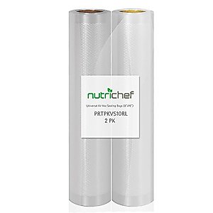 NutriChef Two 8" X10' 4 mil Commercial Grade Vacuum Sealer Food Storage Rolls | Create Your Own Size Bag, Brands, Clear