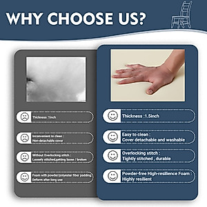 PLZSITDOWN Chair Cushions for Dining Chairs, Seat Cushions for Kitchen Chairs 16"x16" Non Slip Indoor Chair Pad with Ties Removable Cover Dark Grey