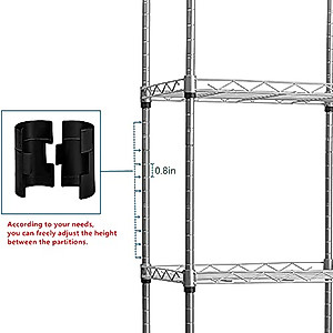 5 Wire Shelving Metal Rack Adjustable Unit Storage Shelves for Laundry Bathroom Kitchen Pantry Closet Silver