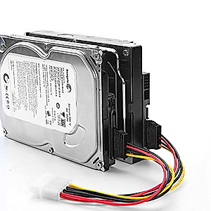 Acxico 5Pcs IDE/Molex/IP4/4-pin to 2X SATA Power 15-pin Converter Adapter Cable