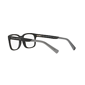 A|X ARMANI EXCHANGE Men's AX3029 Square Prescription Eyeglass Frames, Matte Black/Demo Lens, 54 mm