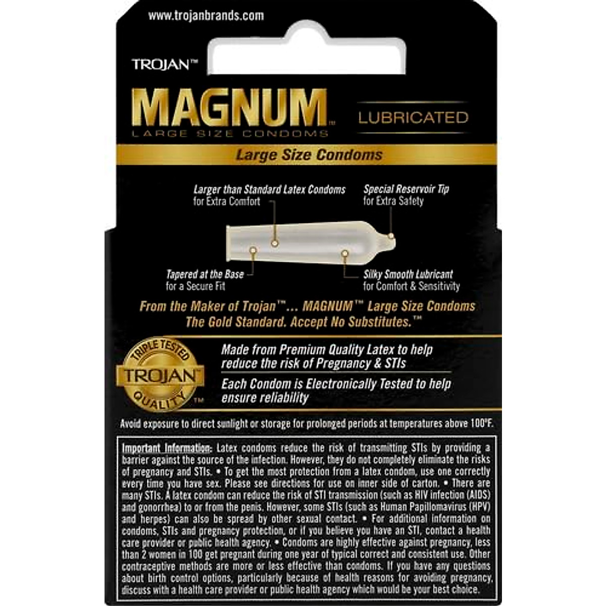 Trojan Magnum Lubricated Condoms, 3 Count