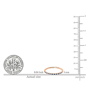 Dazzlingrock Collection Round Blue Sapphire & White Diamond Stackable Band for Women in 14K Rose Gold, Size 7