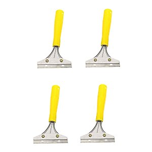 Mikinona 4pcs Cleaning Blade Stovetop Griddle Grill Scraper Utility Scraper Wall Scraper Paint Scraper Floor Scraper Tile Tools Wallpaper Tools Floor Squeegee Yellow Aluminum Alloy
