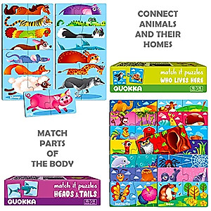 5X MEGASET Toddler Puzzles Ages 2-4 - Matching Games for Kids Ages 3-5 by QUOKKA - Numbers Animals Opposites ABC Learning for Toddlers 1-3 Year Old - Educational Toy Activities for Boy and Girl