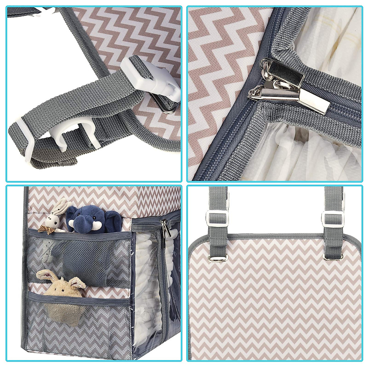 BAGLHER Hanging Diaper Organizer,Baby Diaper Organizer is Suitable for Hanging on Diaper Table,Nursery, and All Cribs.Baby Supplies Storage Diaper Rack,Diaper Stacker.