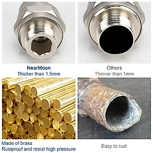 NearMoon Shower Head Swivel Ball Adapter - Solid Brass Shower Connector Ball Joint Adjustable Universal Shower Arm Extension Component (Brushed Nickel)