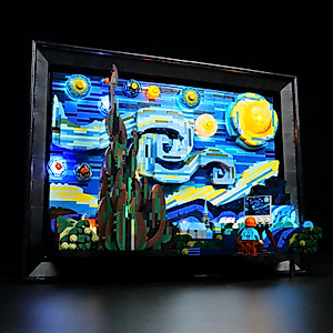 VONADO LED Light Kit Compatible with Starry Night Lego 21333, Remote Control Lighting Compatible with Lego Van Gogh Starry Night 21333 (NO Lego Model,ONLY Lights)