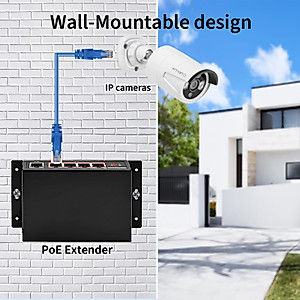 60W 4-Port Gigabit PoE Switch/Extender PoE Splitter Repeater, 10/100/1000Mbps, Supports IEEE 802.3af/at for Ethernet Extension, 6KV Lightning Protection, by CENTROPOWER