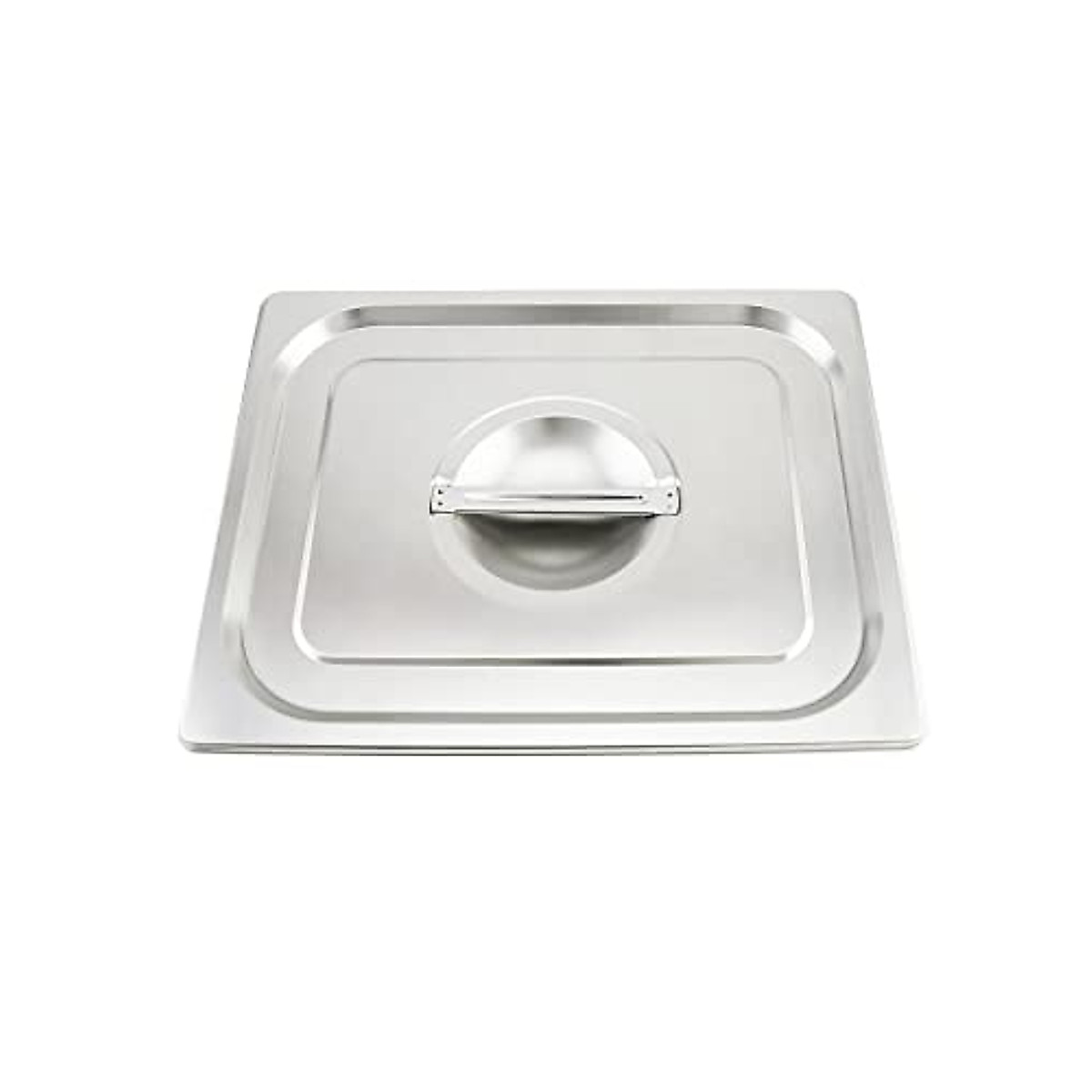 QWORK Solid Pan Lid with Handle, 2 Pack Stainless Steel Steam Table Pan Cover, for 1/2 Size Steam Pans