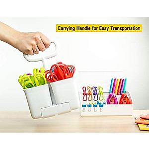 Stanley Removable 4 Cup Office Supplies Organizer Caddy for Scissors, Pens, Pencils, Notepads Art Supplies and other Desk Essentials, White (SCICAD)