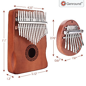 Genround Kalimba Thumb Piano & Finger Instrument Bundle, 17 Keys & 8 Keys Piano with Beginner's Study Instruction, Portable Thumb Piano for Kids and Adults, Includes Tuning Hammer