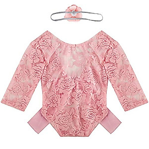 Yuehuam Baby Photography Props Outfits Girl Lace Romper + Headband Infant Photo Shoot Outfits Cloth for 3 Months