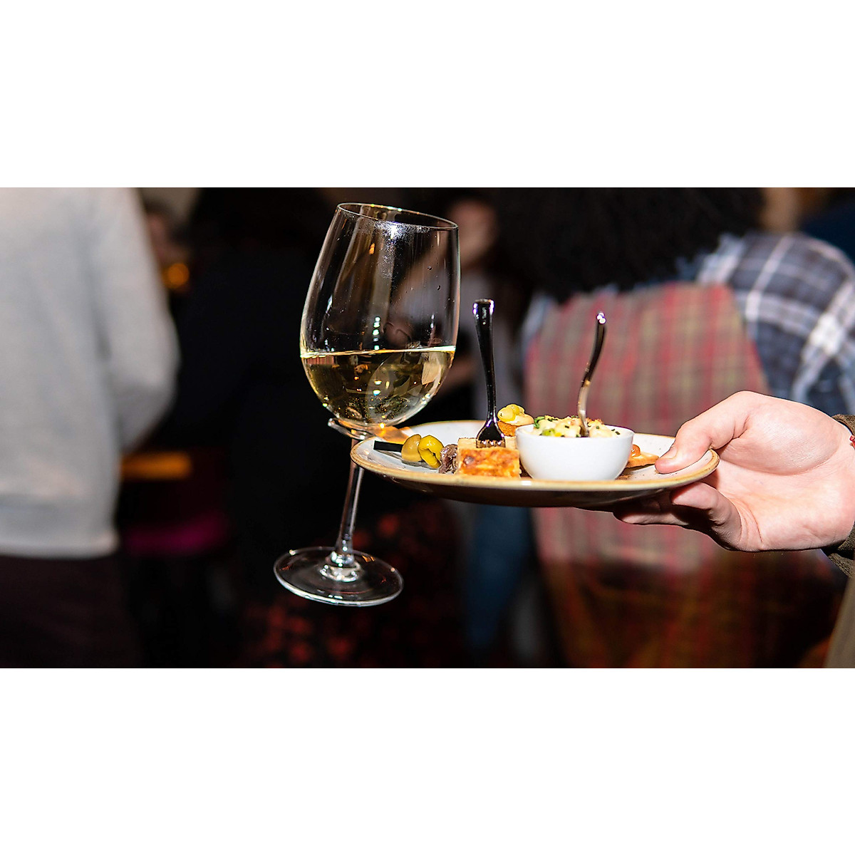 Wine or Champagne Glass Holder and Stainless Steel Plate Clip Designed as an Elegant & Sturdy Wine Saver. Perfect Wine Accessories and Gifts for a Friendly Dinner or Party. (Pack of 3).