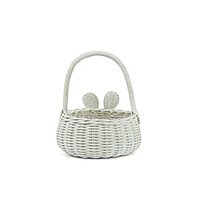 G6 COLLECTION Hand Woven Bunny Rattan Wedding Flower Girl Basket Decorative Bin Home Decor Organizer Cute Handmade Handcrafted Nursery Gift Animal Storage Decoration Easter Wicker Rabbit (Small)