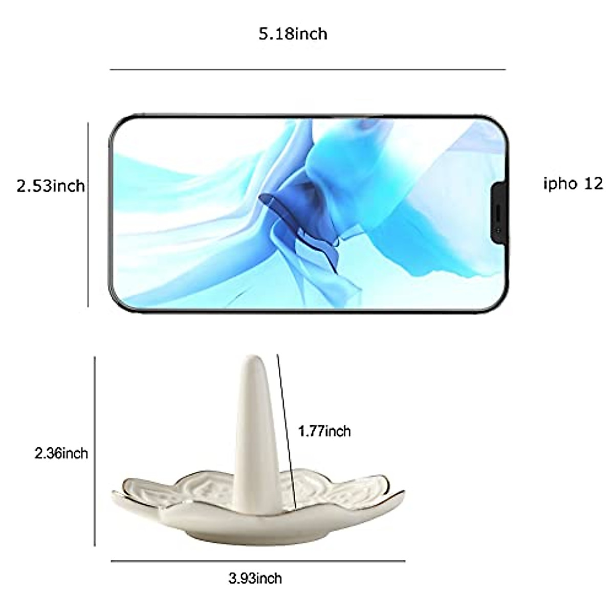 RUIMIC Ceramic White Mandala Jewelry Holder Decorative Ring Holder/Trinket Tray Valentine's Day Engagement Wedding Birthday Gifts for Women Her