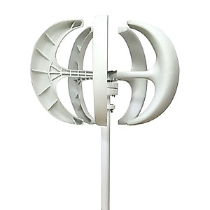 Wind Turbine Generator, 24V 600W 5 Blades Vertical Axis Wind Turbine Kit 2m/s Low Wind Speed Starting Wind Power Generator with Controller for Home, Camping & Boat Use - White (24V)