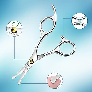 LILYS PET 5.0" Right-Handed Round-Tip Pet Grooming Scissors, Stainless Steel Small Ball Tip for Nose Hair,Ear Hair,Face Hair,Paw Hair for Dogs and Cats…