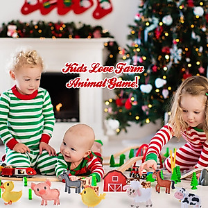 16 Pcs Farmhouse Christmas Ornaments Farm Animal Decorations Set Hanging Felt Animals Christmas Tree Ornaments Set Barn Donkey Horse Chicken Duck Pig Sheep Cow Christmas Decorations Animals Craft Kit