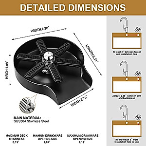 Vista Glass Rinser for Kitchen Sink Cup Washer Glass Washer Sink Attachment Kitchen Accessories for Cup Rinser Kitchen, Bar - Black