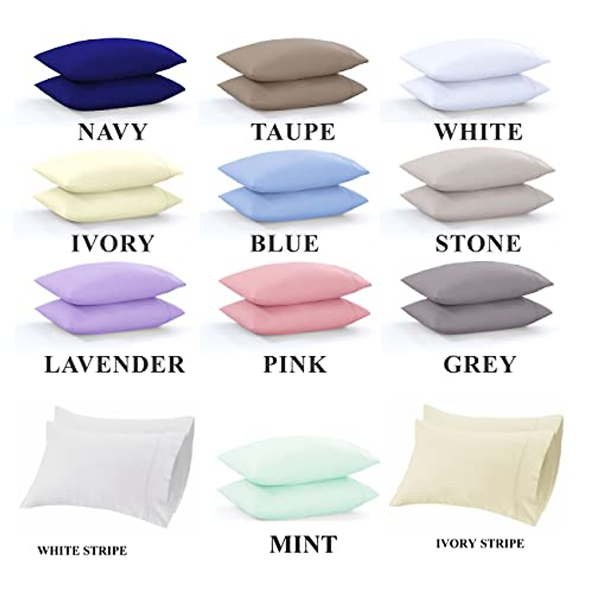 ShanDreamz - Pack of 4 White 100% Cotton Pillowcases, Standard/Queen Size 20x30, Soft Breathable Weave for A More Comfortable Sleep, Durable, Wrinkle Resistant & Easy-Care Fabric, Machine Washable