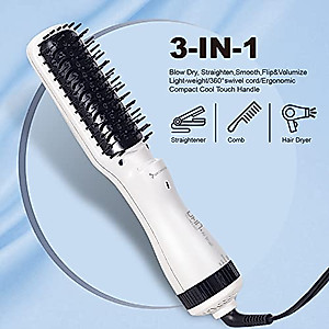 Negative ion Hair Straightener Brush,Small Hair Dryer Brush with Brush Cases,hot Hair Brush,Hair Dryer Brush for Short Hair,Blow Dry Brush,Paddle Brush Dryer,One Step Hair Dryer and Volumizer