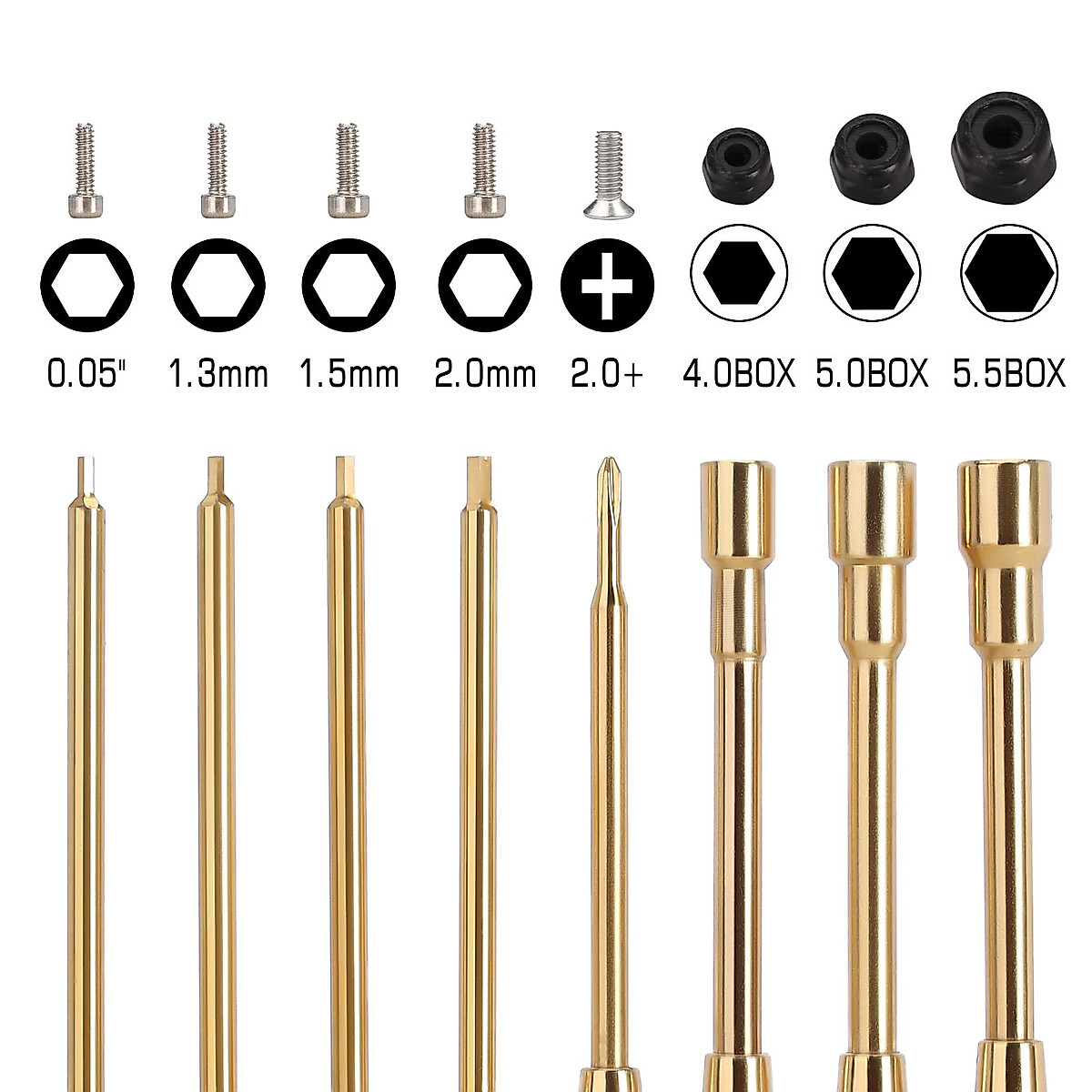 INJORA 8 in 1 RC Hex Screwdriver Nut Driver & Phillips Screwdriver Tool Set, 1/4" Drive Hex Bit Set, RC Car Tools Kit, Allen Wrenches For 1/18 1/24 RC Mini Crawler Car Axial SCX24 AX24 FMS FCX24 TRX4M