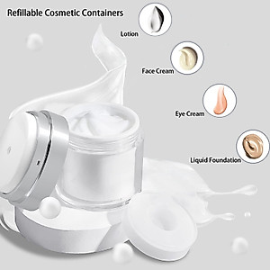 Qeuly 1 oz Cream Jar Vacuum Bottle, Airless Pump Jar Bottle Travel Containers for Lotions and Creams Leak Proof Empty Acrylic Refillable Cosmetic Jar Container with Pump