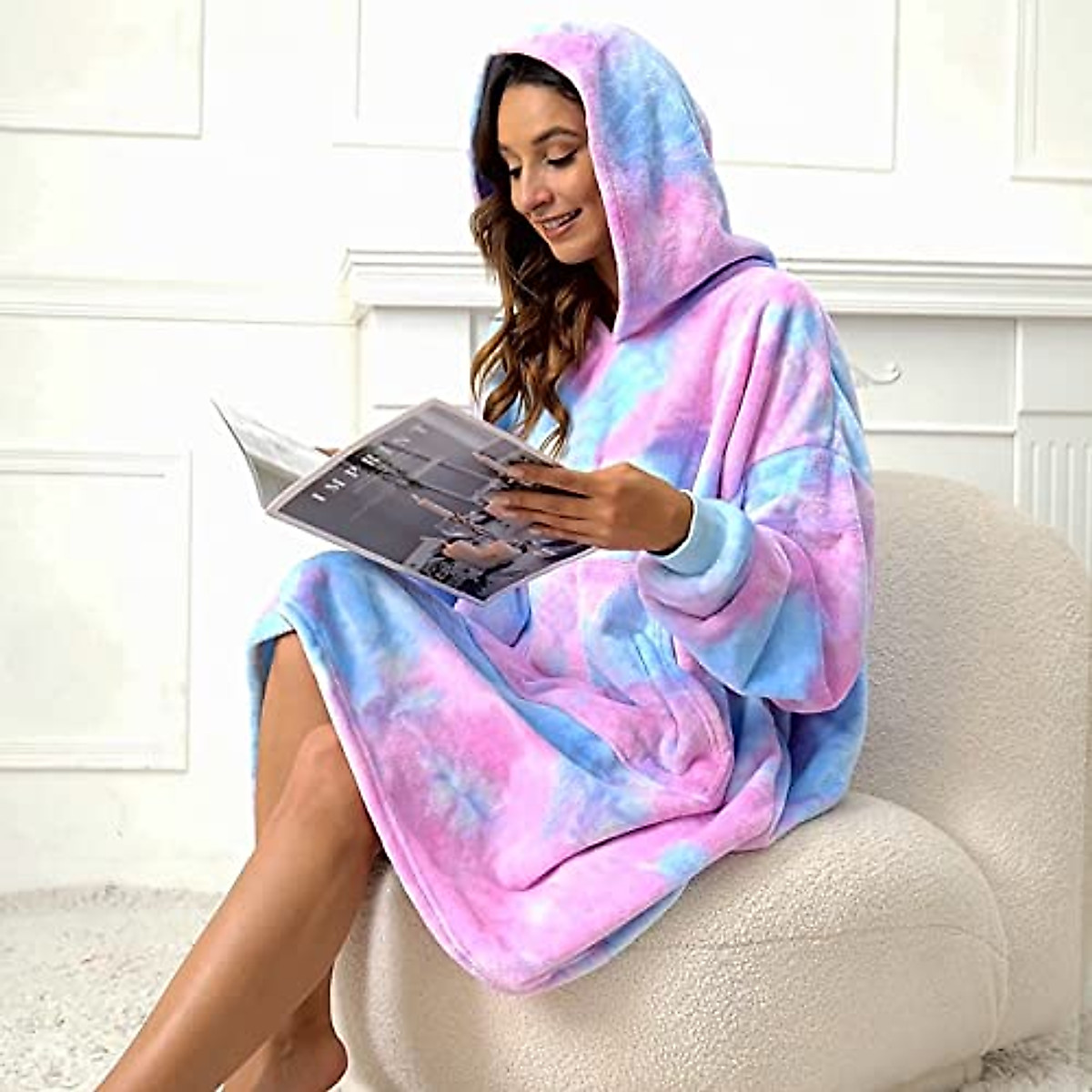Wearable Blanket Hoodie for Women Girls - Fleece Oversized Sweatshirt Blanket Christmas Birthday Gifts Ideas, Super Soft Warm Sherpa Fuzzy Hoodie, Comfortable Giant Hooded Blanket for Adult Teen Kid