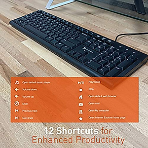 X9 Performance Wired Keyboard - USB Computer Keyboard Wired, Coated with Silver Zinc Zeolite - USB Keyboard for Laptop with 5FT Cable - Wired Computer Keyboard for PC | Chromebook - Perfect for Office
