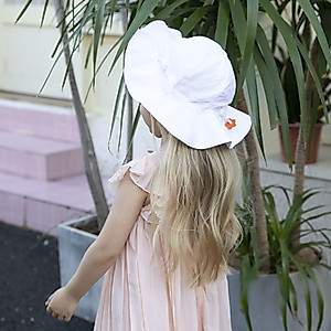 Baby Girl White Infant SPF Toddler Sun Hat with UPF 50+ Adjustable Baby Sunhat, 0-12 Months