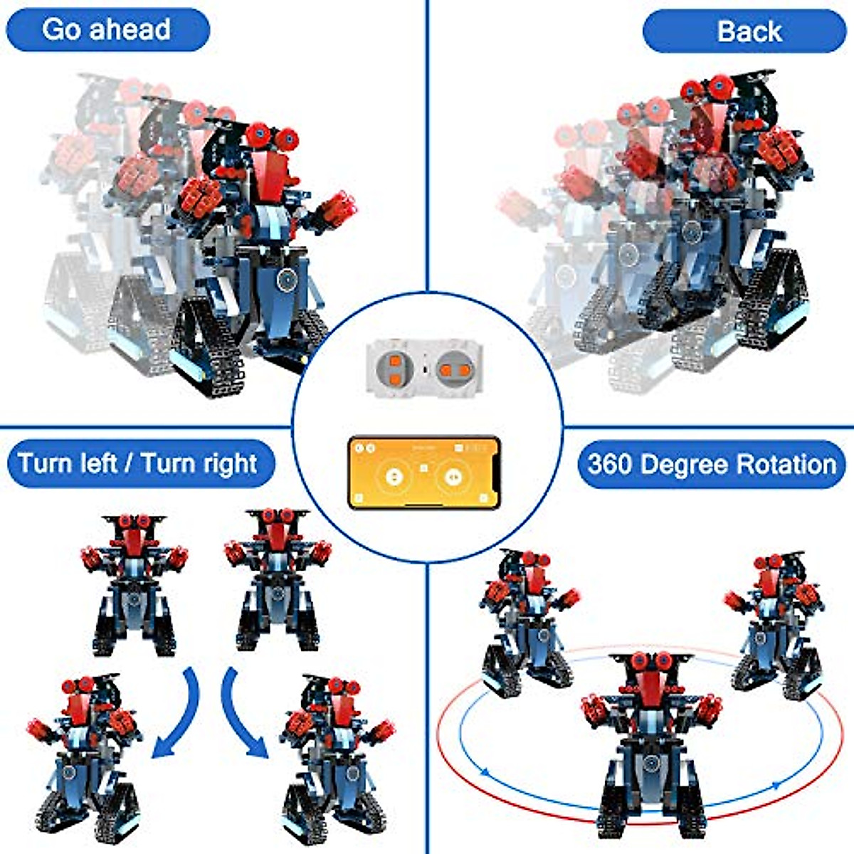 STEM Robot Toys for Kids, Science Building Block Kit for Boy and Girl, Educational Remote Control Toy with App Control for Learning for 8 9 10 11 12 13 Year Old Boys and Girls (Dark Blue)