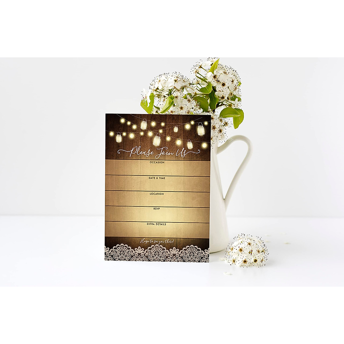 Your Main Event Prints 50 Rustic Wedding Invitations, Perfect For Bridal or Baby Shower, Rehearsal Dinner, Birthday Party, and Anniversary Parties