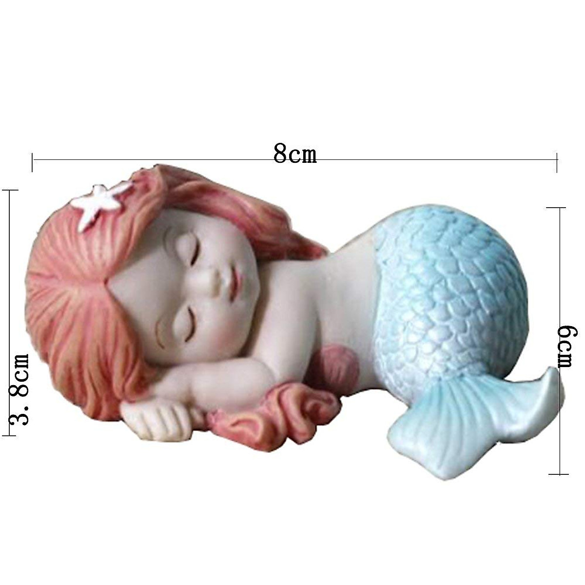 Miniature Fairy Garden and Aquarium Decorations Resin Sleeping Little Mermaid Statue Blue