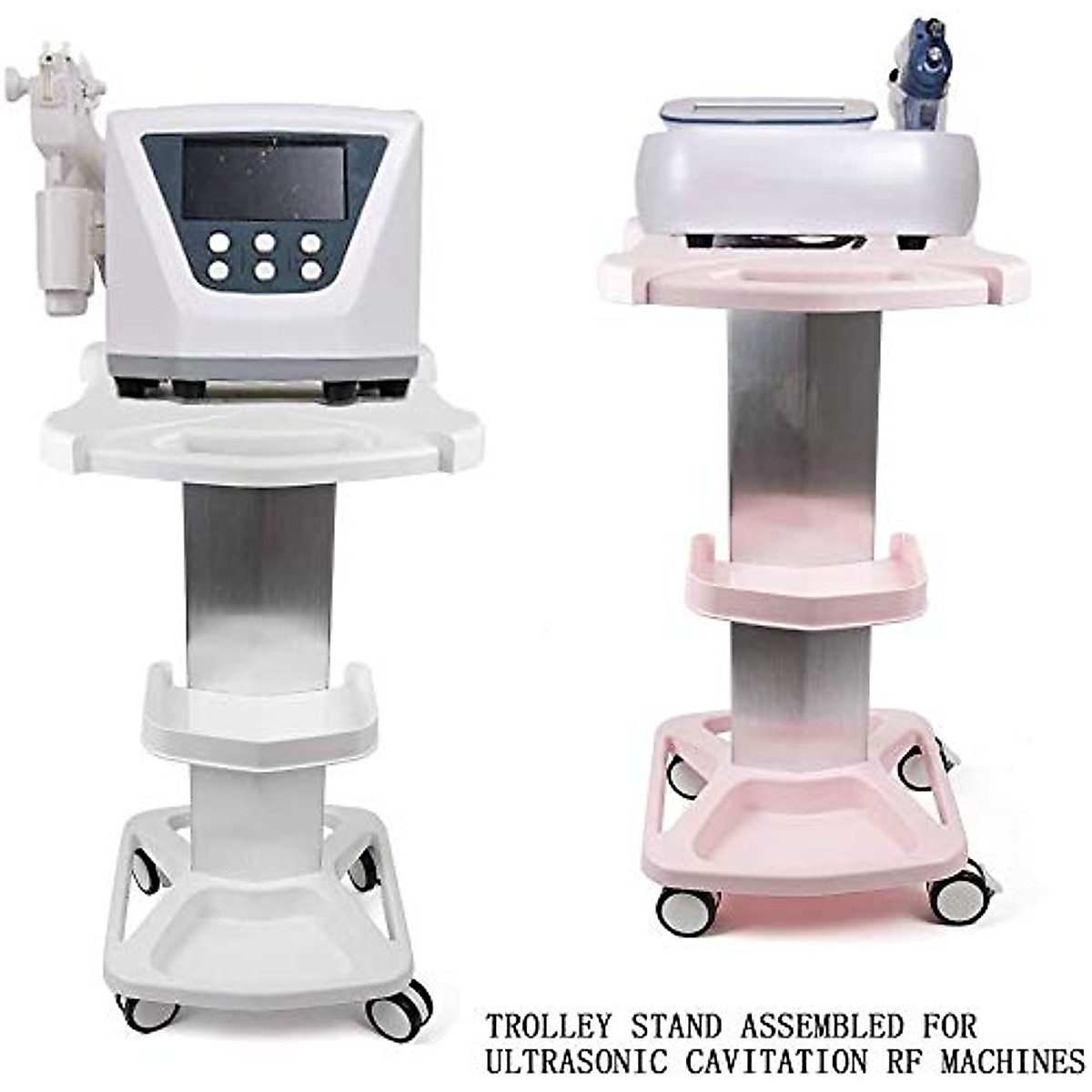 Beauty Salon Trolley Cart Pedestal Rolling Cart Aluminum Alloy Salon Spa Stand Roller Trolley with Wheel Beauty Instrument Tray Rolling Cart