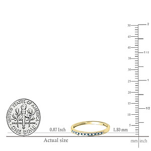 Dazzlingrock Collection 0.10 Cttw Alternate Round Blue & White Diamond Stackable Wedding Band for Women in 10K Yellow Gold, Size 6
