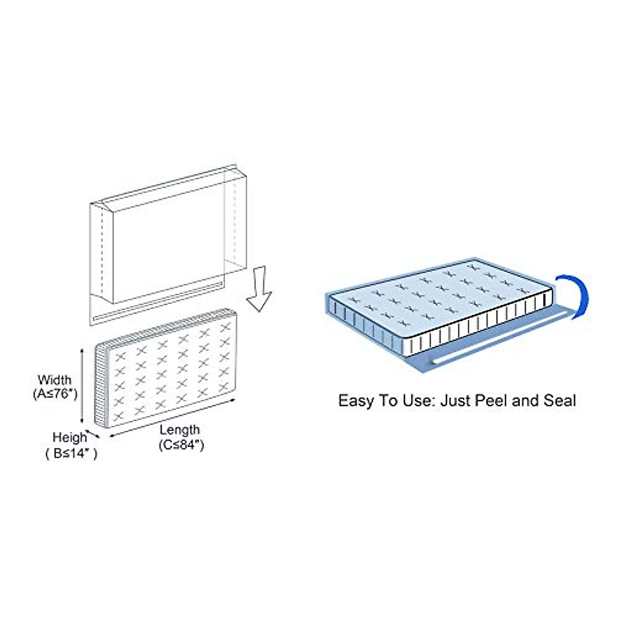 ComfortHome 4 Mil Extra Thick Sealable Mattress Bag with Adhesive Strip for Moving and Storage, Heavy Duty, Fits King and Cal King, 1-Pack