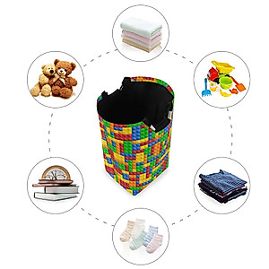 Laundry Hamper Basket Building Blocks Collapsible Nursery Storage Bin Waterproof Clothing Baskets for Home Bedroom Bathroom Washing Room