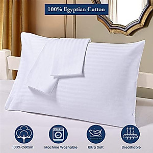 Toddler Travel Pillowcase 12x16 Inch White Striped Zipper Closer Pillow case Set of 2 PC Travel Pillow Cover 500 Thread Count 100% Soft Egyptian Cotton Decorative Travel Pillow Cover