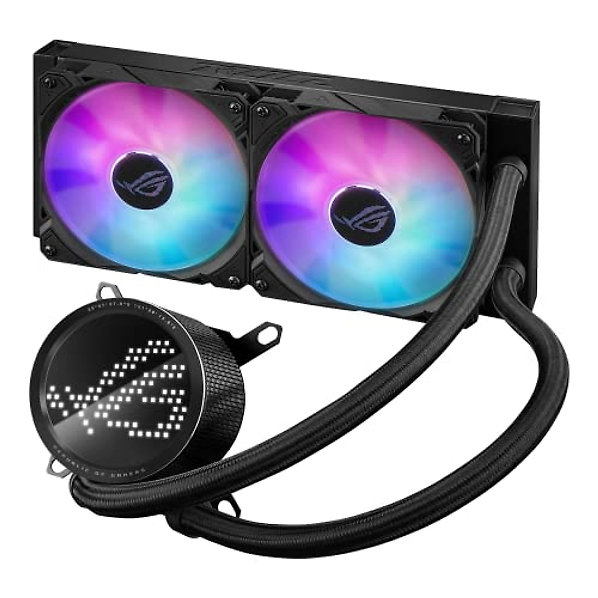 ASUS ROG RYUO III 240 ARGB All-in-one AIO Liquid CPU Cooler 240mm Radiator, Asetek 8th gen Pump Solution, Anime Matrix™ LED Display and ROG AF 12S ARGB Fan.