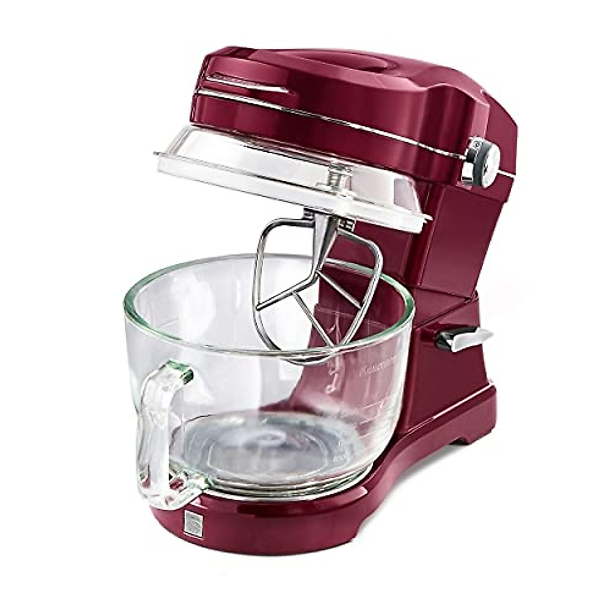 Kenmore Elite Ovation Electric Stand Mixer 5 Qt 500 Watt 10-Speed Motor Revolutionary Pour-In Top Tilt Head Beater Whisk Dough Hook Planetary Mixing 360-Degree Splash Guard Glass Bowl with Lid, Red