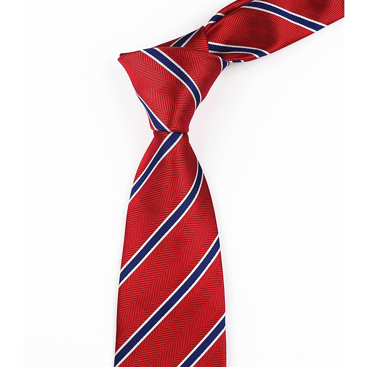 Elfeves Men Repp Red and Blue Slim Ties Narrow Striped Woven Office Matching uk Neckties